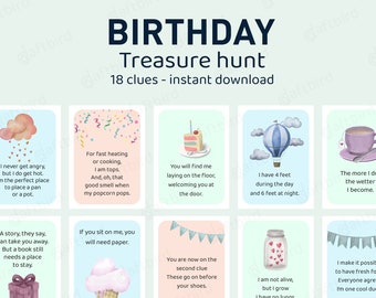 Birthday Scavenger Hunt for Kids, Birthday Treasure Hunt, Indoor ...