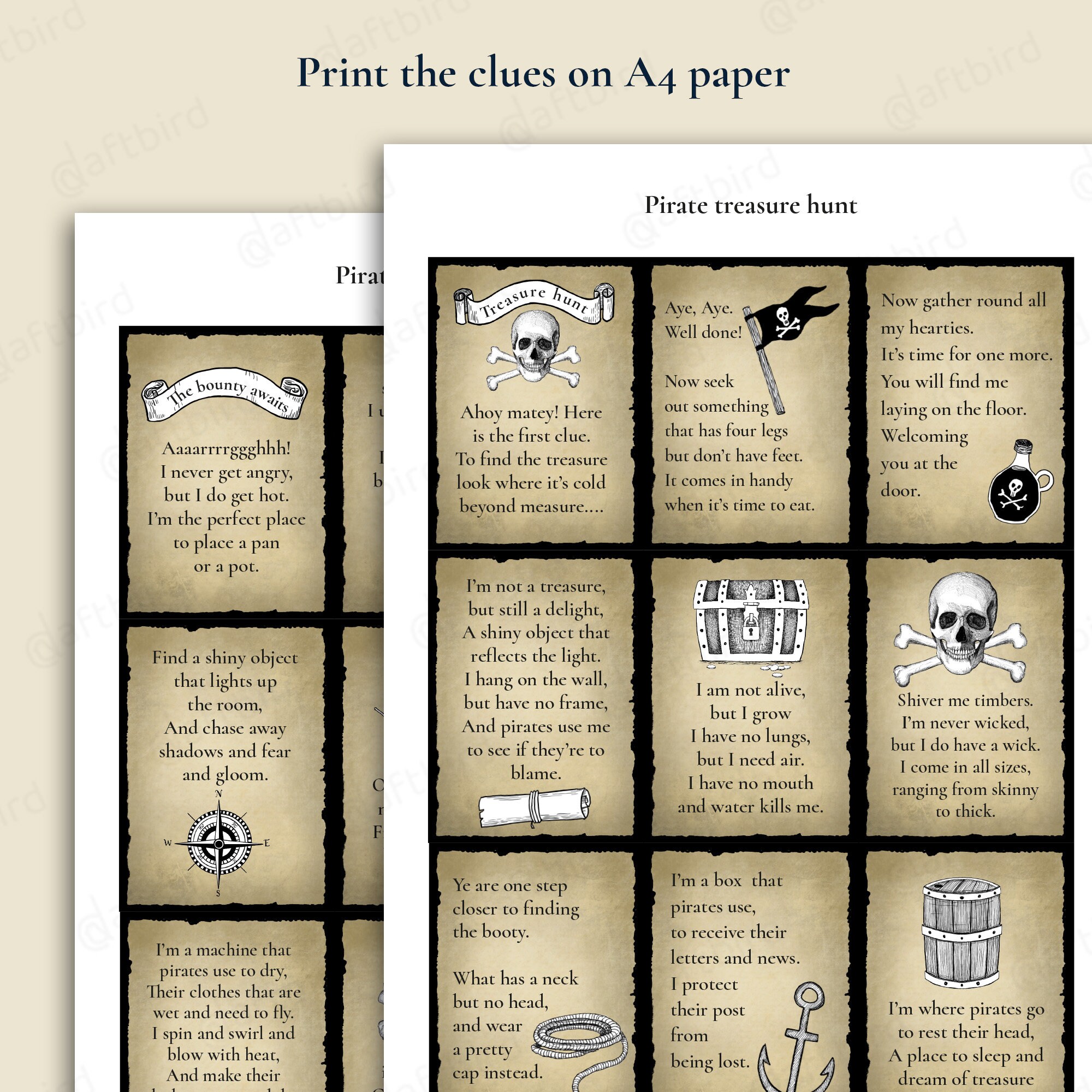 Pirate Treasure Hunt / Scavenger Hunt Printable Instant Download for ...