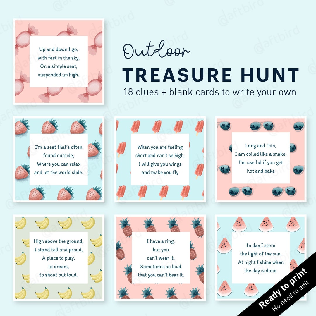 Outdoor Treasure / Scavenger Hunt for Kids/tweens for Birthdays, Partys ...