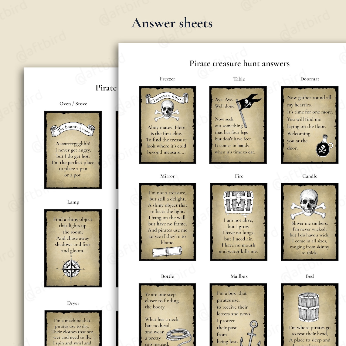 Pirate Treasure Hunt / Scavenger Hunt Printable Instant Download for ...