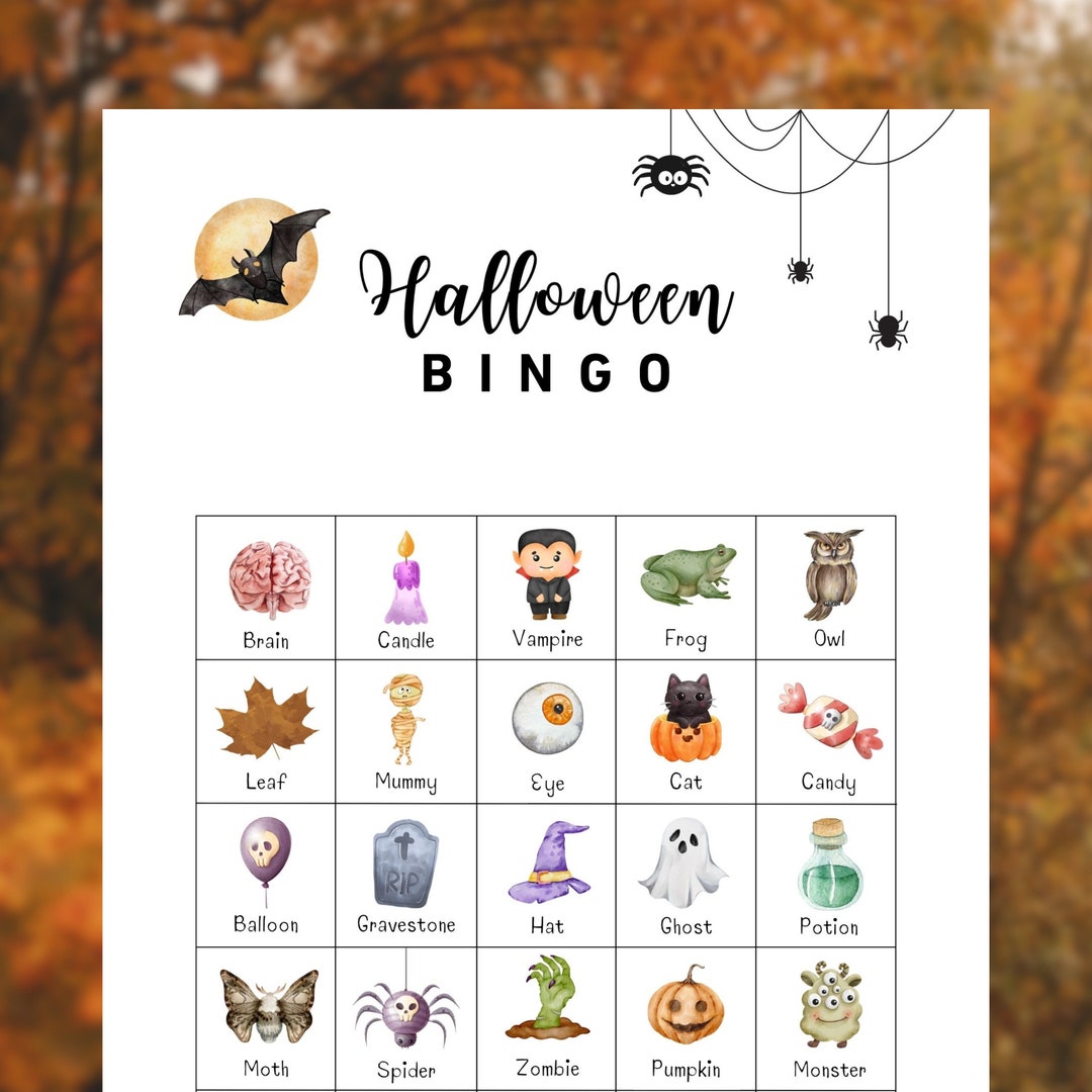 Halloween Printable Bingo Autumn Printable Bingo Fall Printable Bingo ...