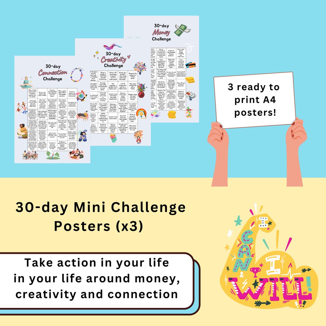 30-day Mini Challenge Posters (x3) - Creativity, Connection and Money ...