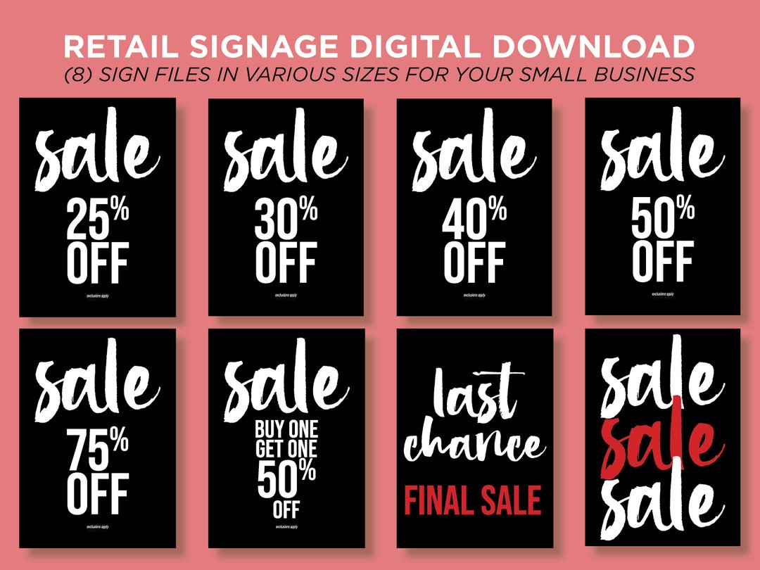 RETAIL SALE Sign Bundle I Download & Print I Store Signs I Posters I ...