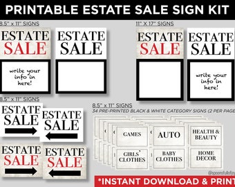 Printable Estate Sale Sign US Letter and A4 Sizes Instant - Etsy