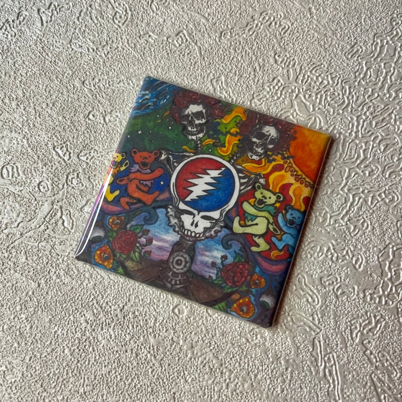 Grateful Dead Inspired 2x2 Square Refrigerator or Locker Magnet ...