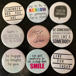 HAPPY AFFIRMATIONS 2.25 Pinback BUTTONS Select Your Styles Positivity ...