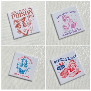 FUNNY QUOTES on MAGNETS, Vintage Ladies Art, Book Lover, Pet Lover ...