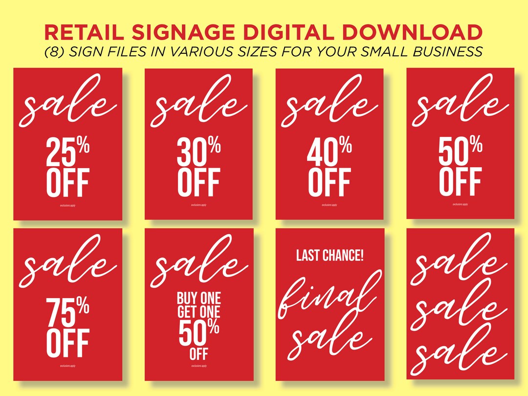 RETAIL SALE Sign Bundle I Download & Print I Store Signs I Posters I ...