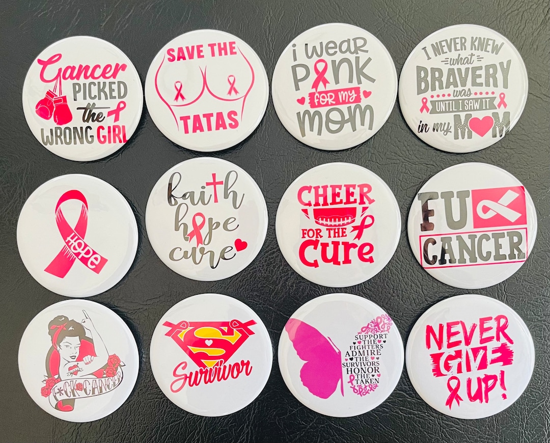 BREAST CANCER AWARENESS 2.25" Buttons Breast Cancer Awareness Pin ...
