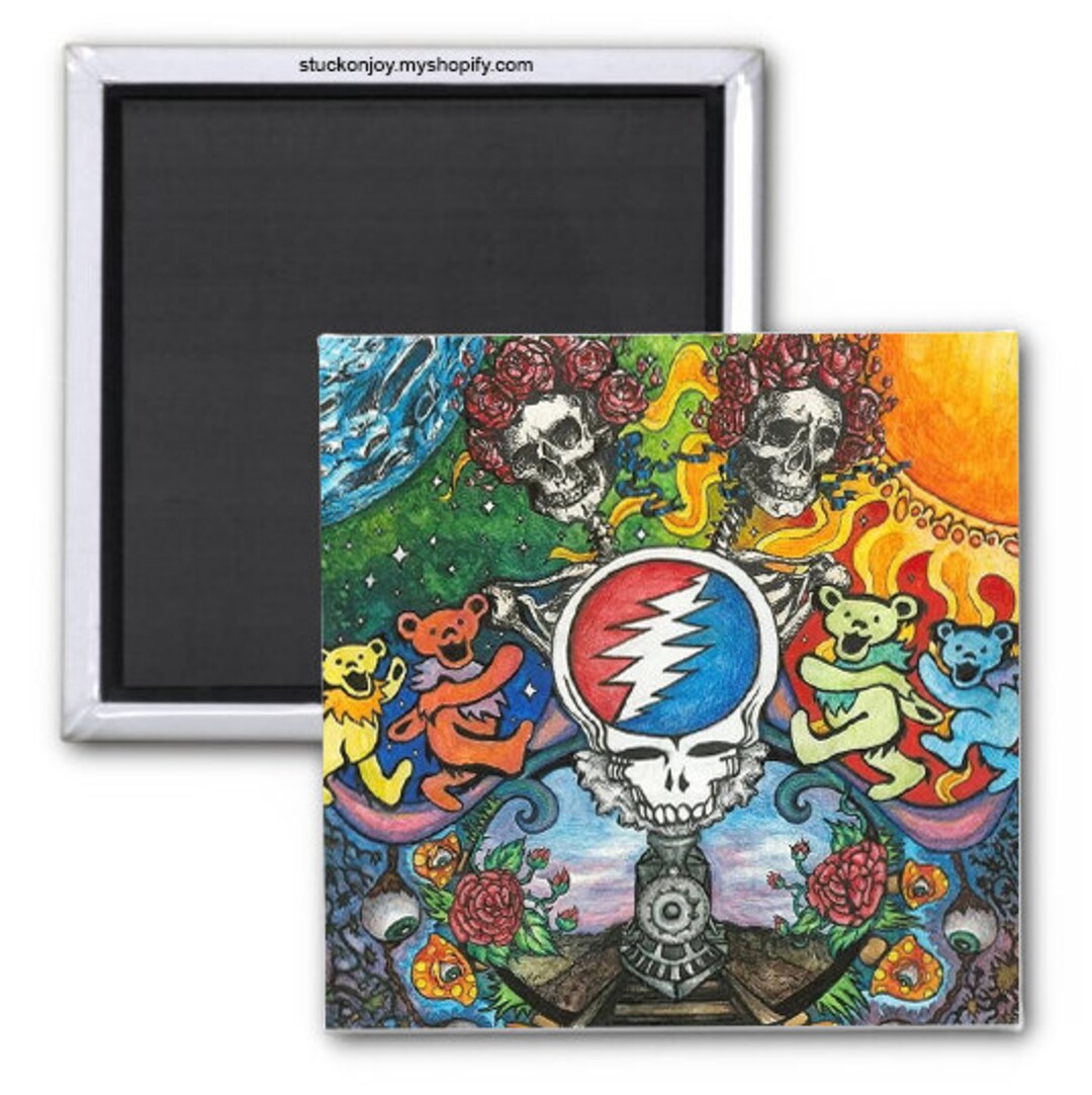 Grateful Dead Inspired 2x2 Square Refrigerator or Locker Magnet ...