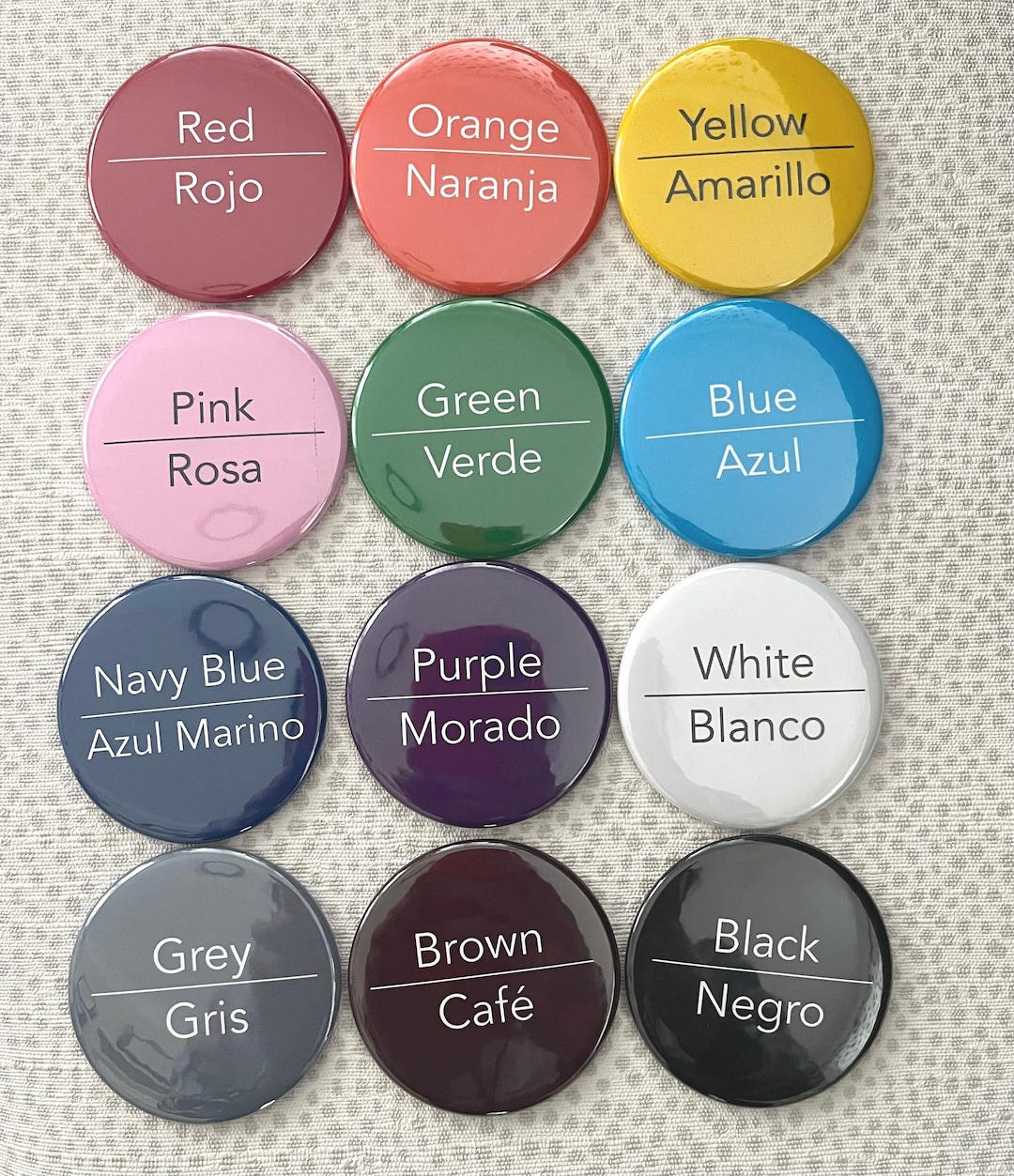 SPANISH & ENGLISH COLORS on 2" Magnets - Set of 12 - Spanish Learning ...