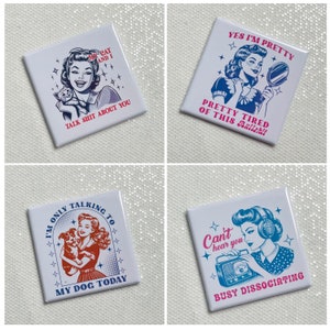 FUNNY QUOTES on MAGNETS, Vintage Ladies Art, Book Lover, Pet Lover ...