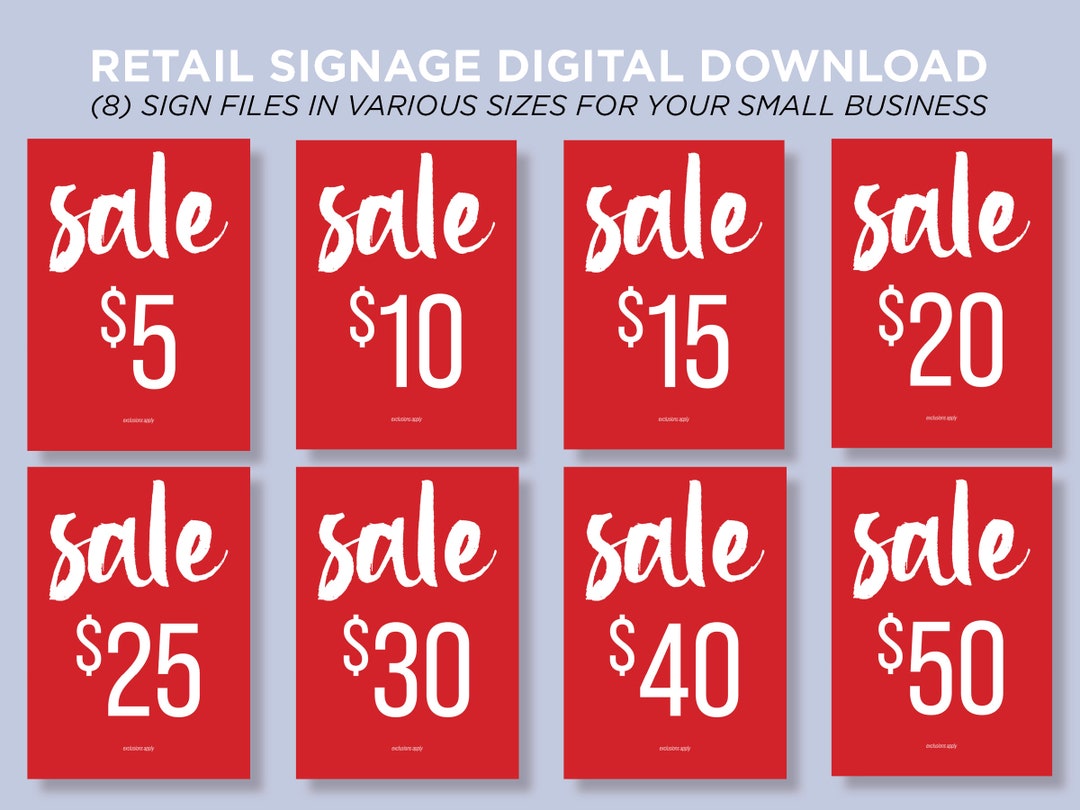 RETAIL SALE Sign Bundle I Download & Print I Store Signs I Posters I ...