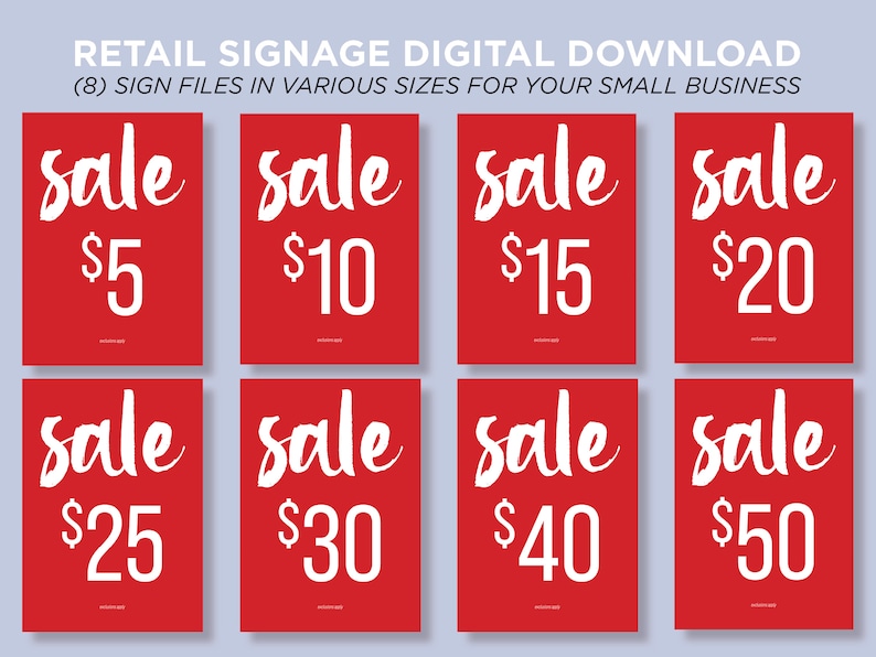 RETAIL SALE Sign Bundle I Download & Print I Store Signs I Posters I ...