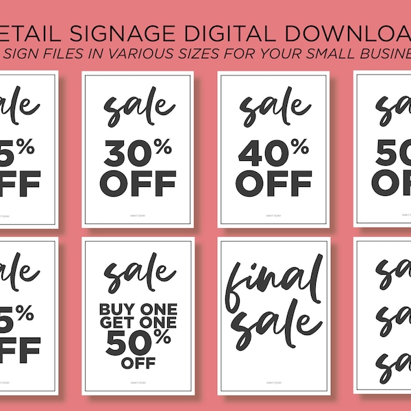 Retail Sale Signs - Etsy