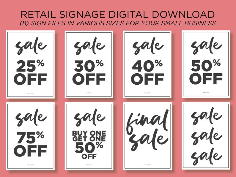 RETAIL SALE Sign Bundle I Download & Print I Store Signs I Posters I ...