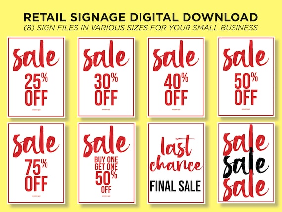 Retail Store Sale Signs
