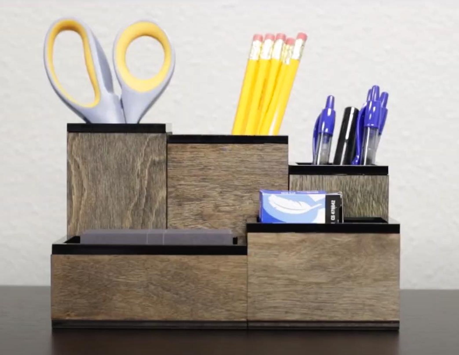 Modern Desktop Organizer, Wooden Desk Organizer, Office Supplies ...