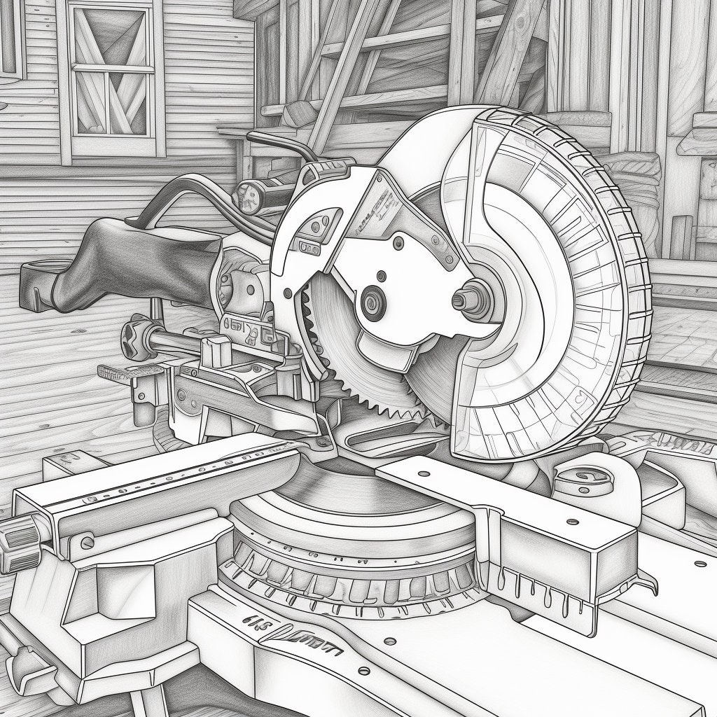 Coloring Template - Power Tools (miter Saw and Table Saw) - Etsy