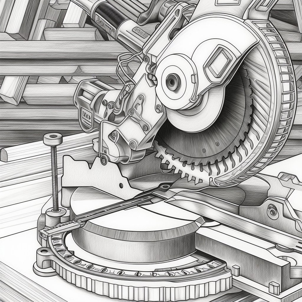 Coloring Template - Power Tools (miter Saw and Table Saw) - Etsy