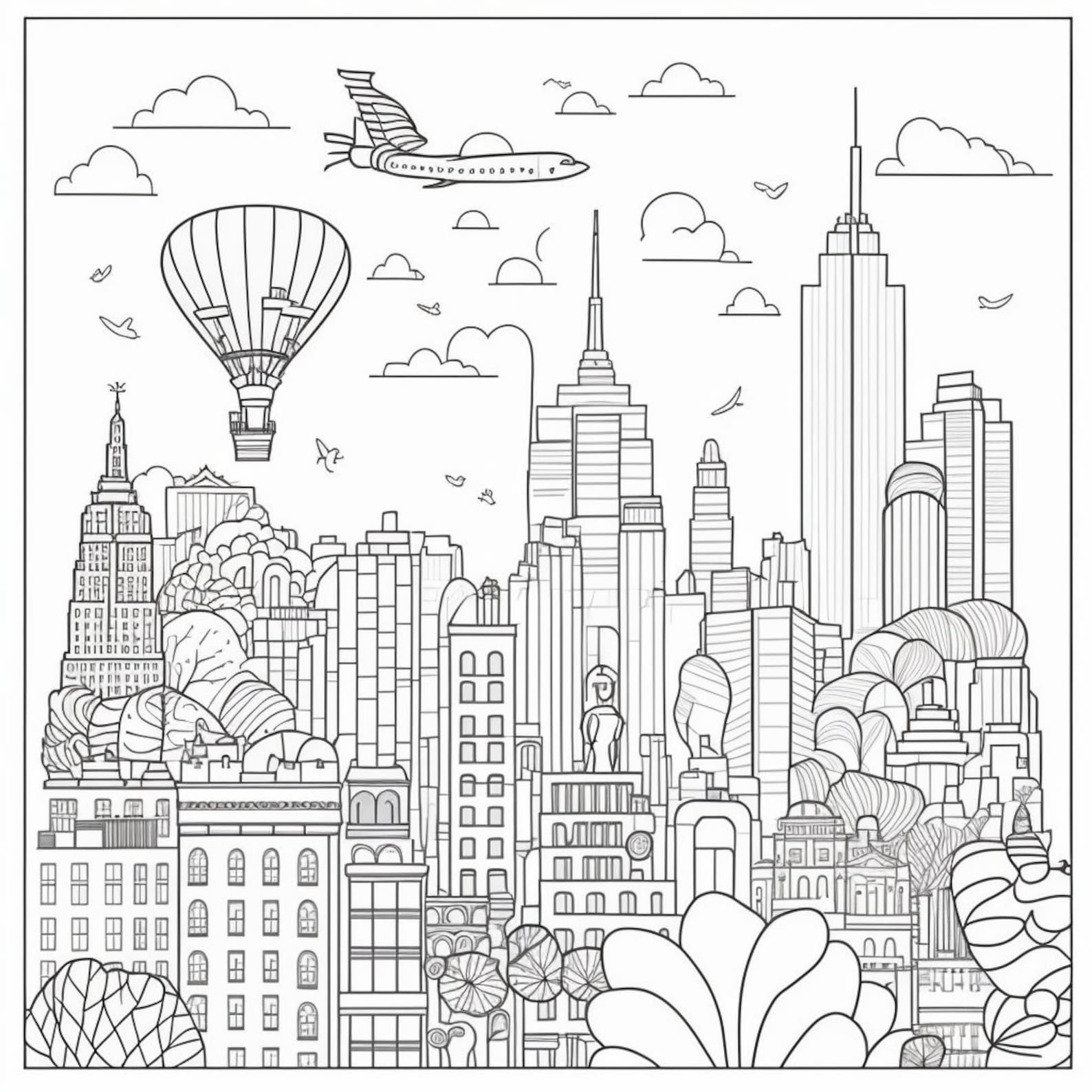 Coloring Pages Template - New York City - Etsy