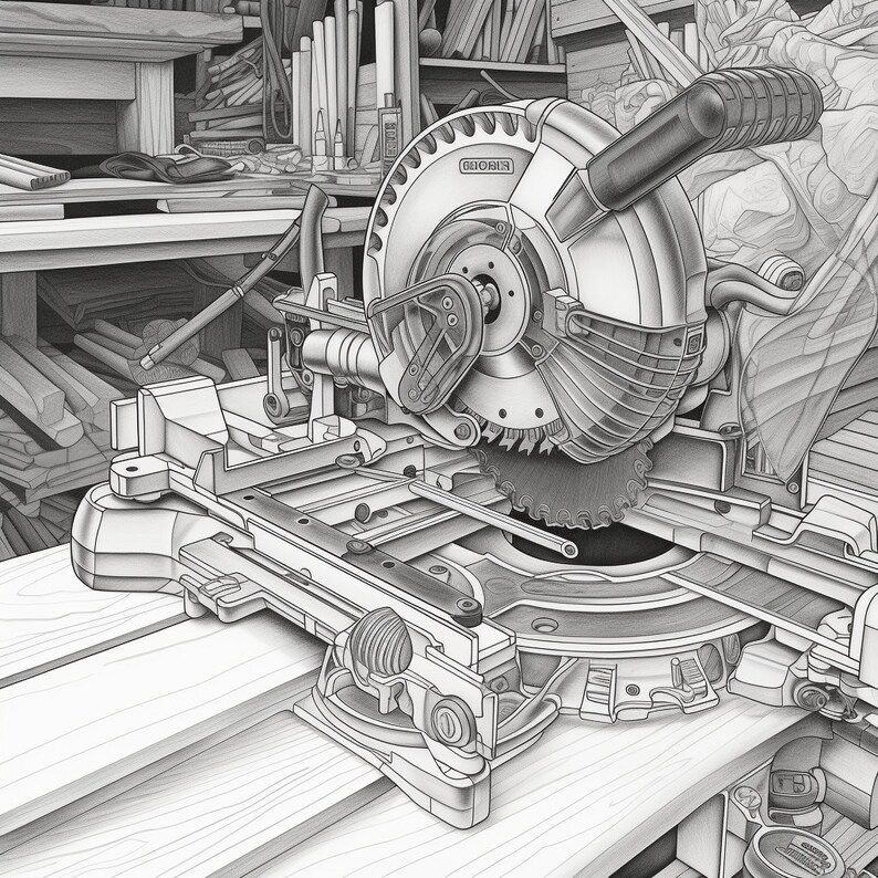 Coloring Template - Power Tools (miter Saw and Table Saw) - Etsy