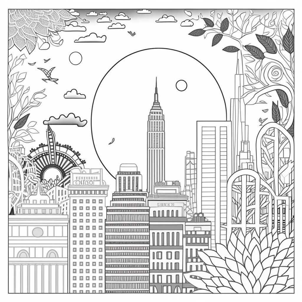 Coloring Pages Template - New York City - Etsy