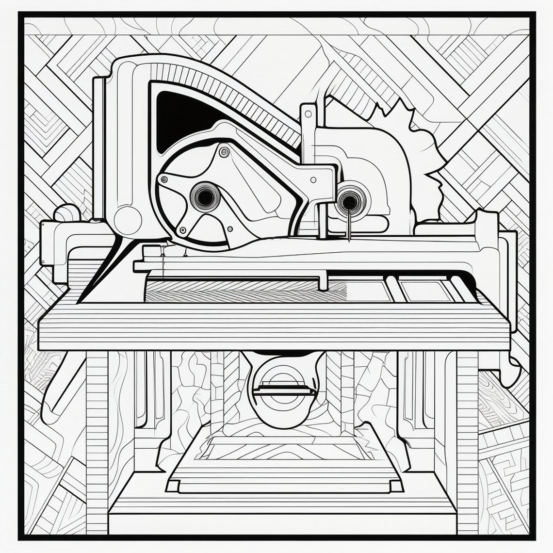 Coloring Template - Power Tools (miter Saw and Table Saw) - Etsy