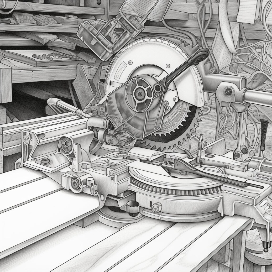 Coloring Template - Power Tools (miter Saw and Table Saw) - Etsy