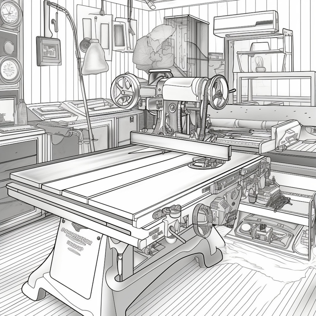 Coloring Template - Power Tools (miter Saw and Table Saw) - Etsy