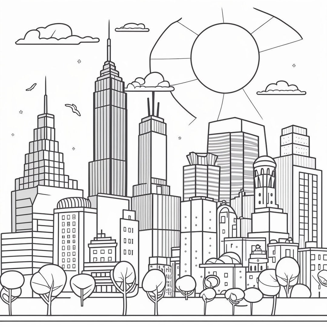 Coloring Pages Template - New York City - Etsy