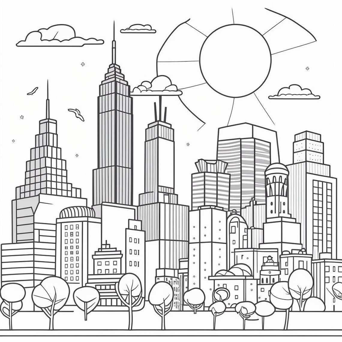 Coloring Pages Template - New York City - Etsy