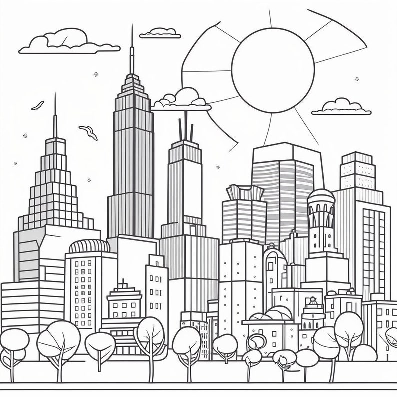 Coloring Pages Template - New York City - Etsy