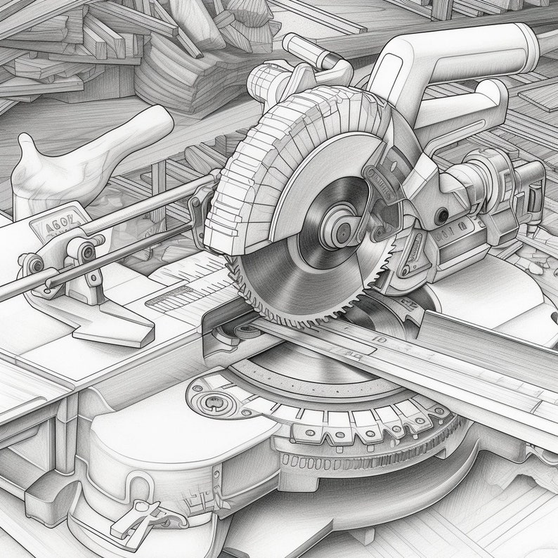 Coloring Template - Power Tools (miter Saw and Table Saw) - Etsy