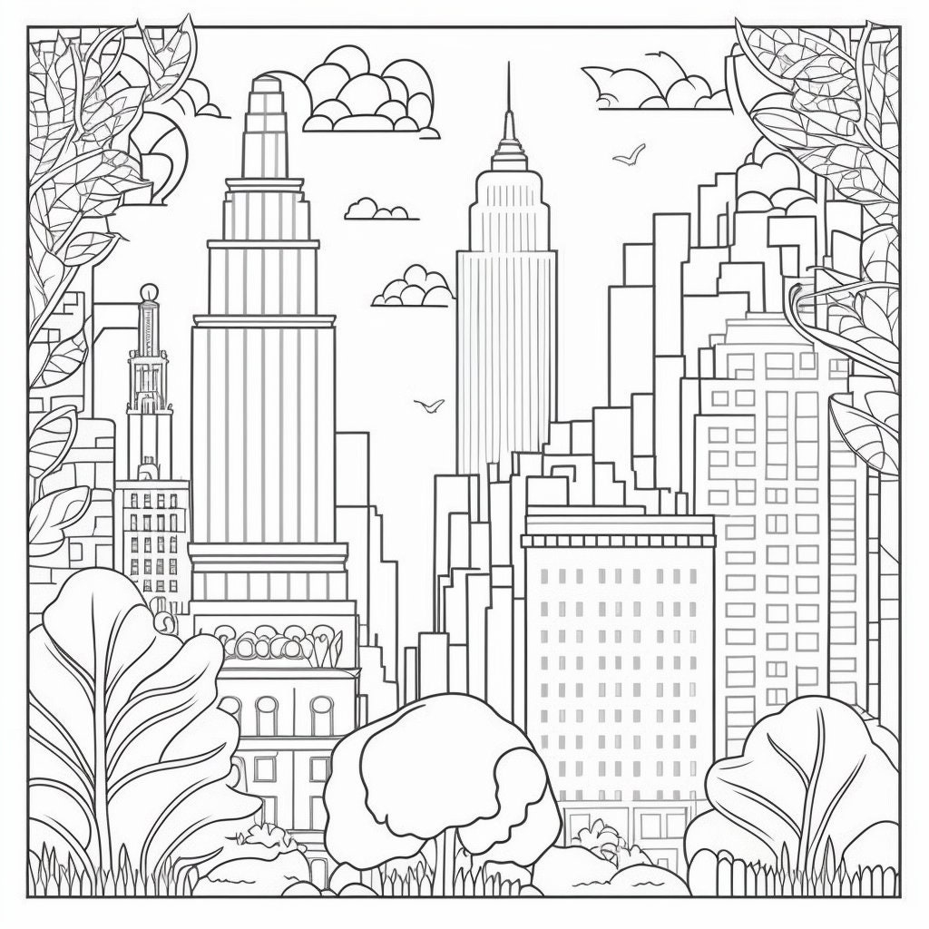 Coloring Pages Template - New York City - Etsy