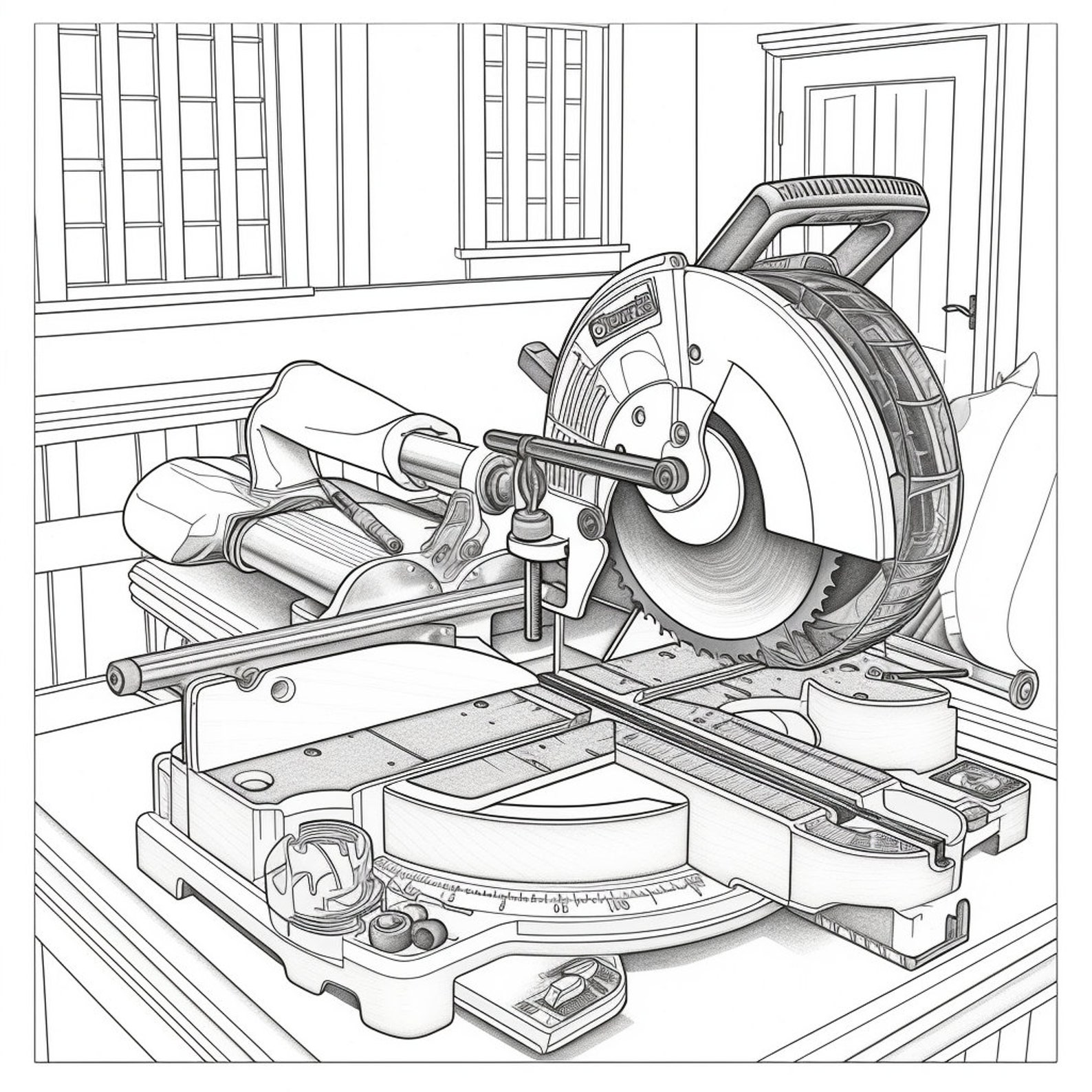 Coloring Template - Power Tools (miter Saw and Table Saw) - Etsy