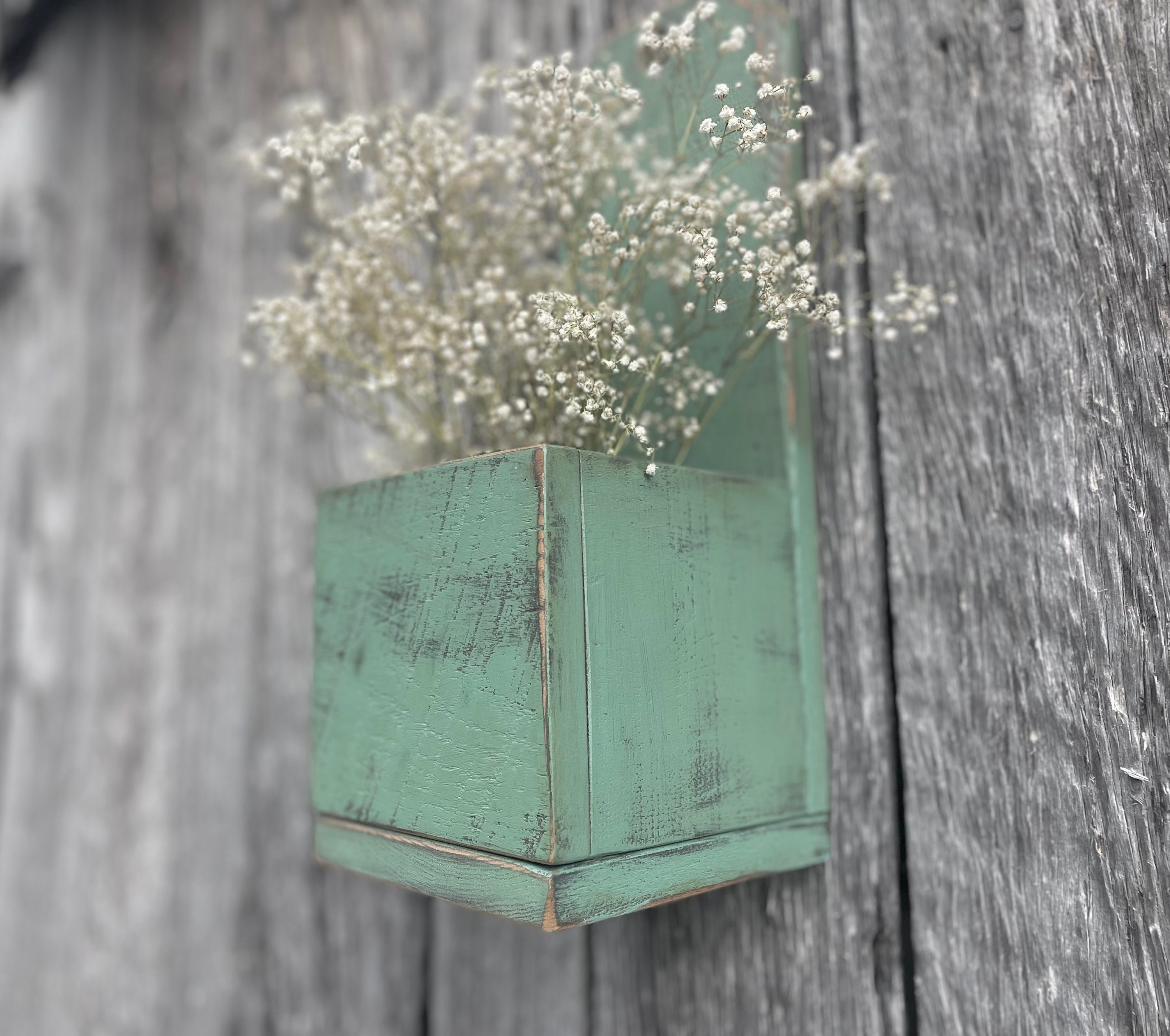 Primitive Style Colonial Wood Box Wall Box Peg Rack Decor Mason Jar ...