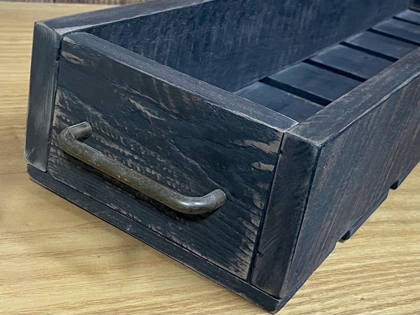 Black Wooden Table Trough - Rustic Table Centerpiece From Reclaimed ...