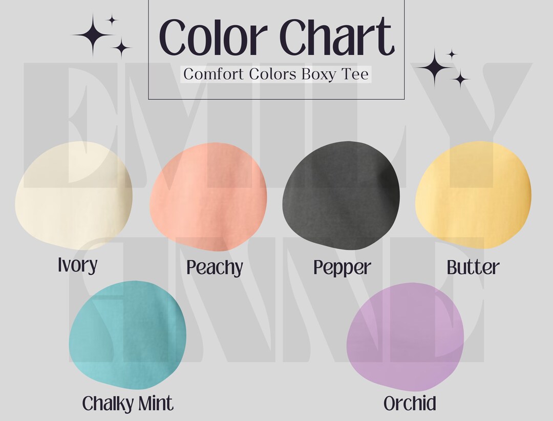 Comfort Colors 3023cl Shirt Color Chart CC 3023cl Color Swatch Color ...