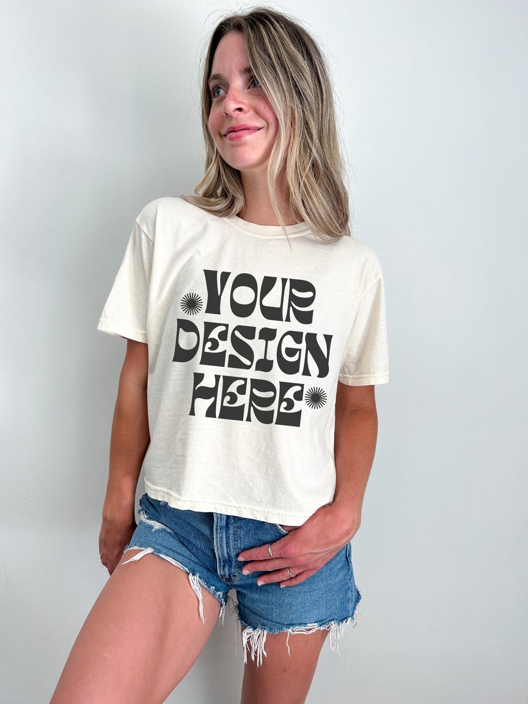 Comfort Colors 3023cl Mockup Comfort Colors Ivory Boxy Tee Mockup Crop ...