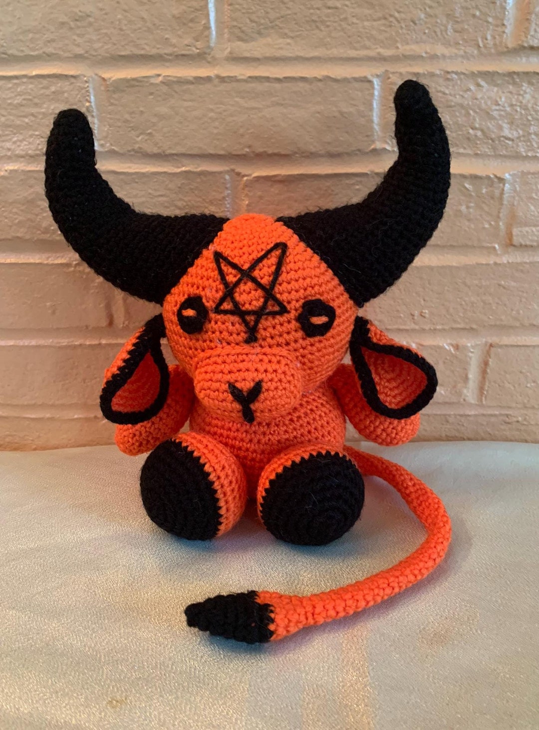 Handmade Crocheted Baphomet Demon for Halloween Black and Orange - Etsy