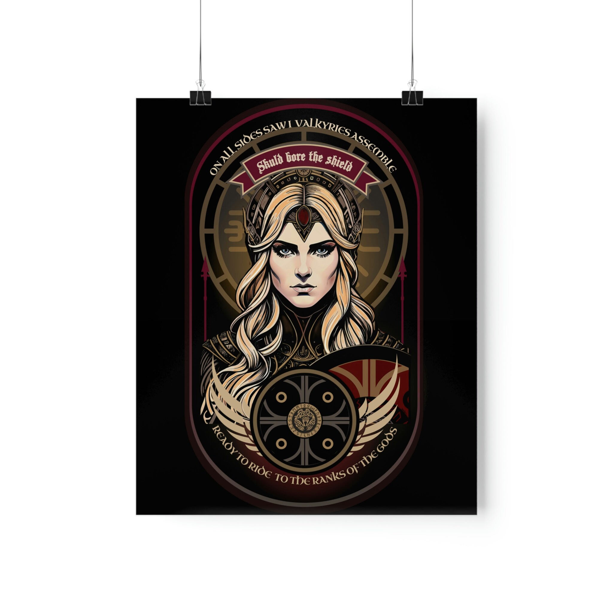 Norse Valkyrie Skuld Goddess Art Print Poster, Voluspa Quote Viking ...