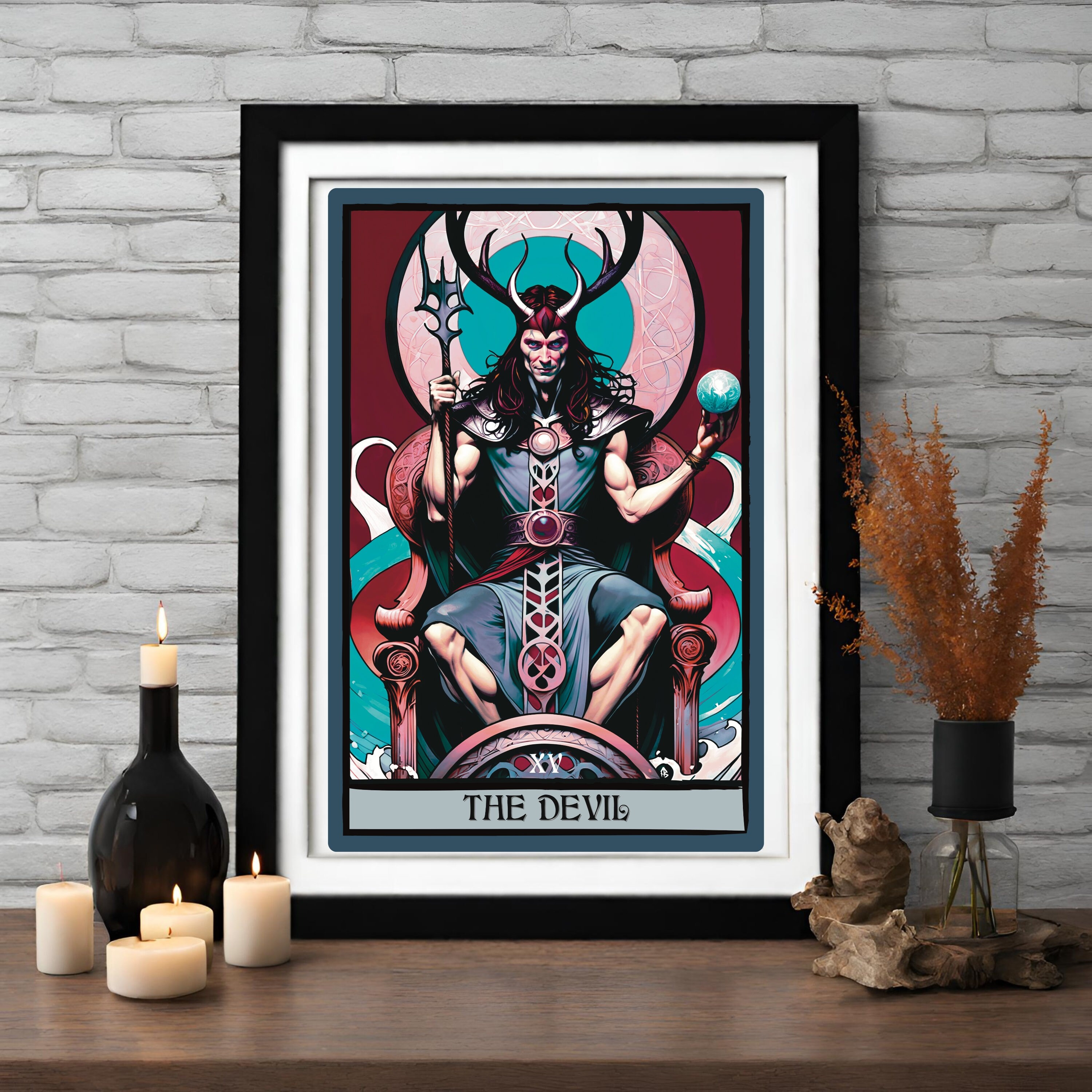 Norse Mythology Loki Devil Tarot Card Art Print 12x18 Museum-grade ...