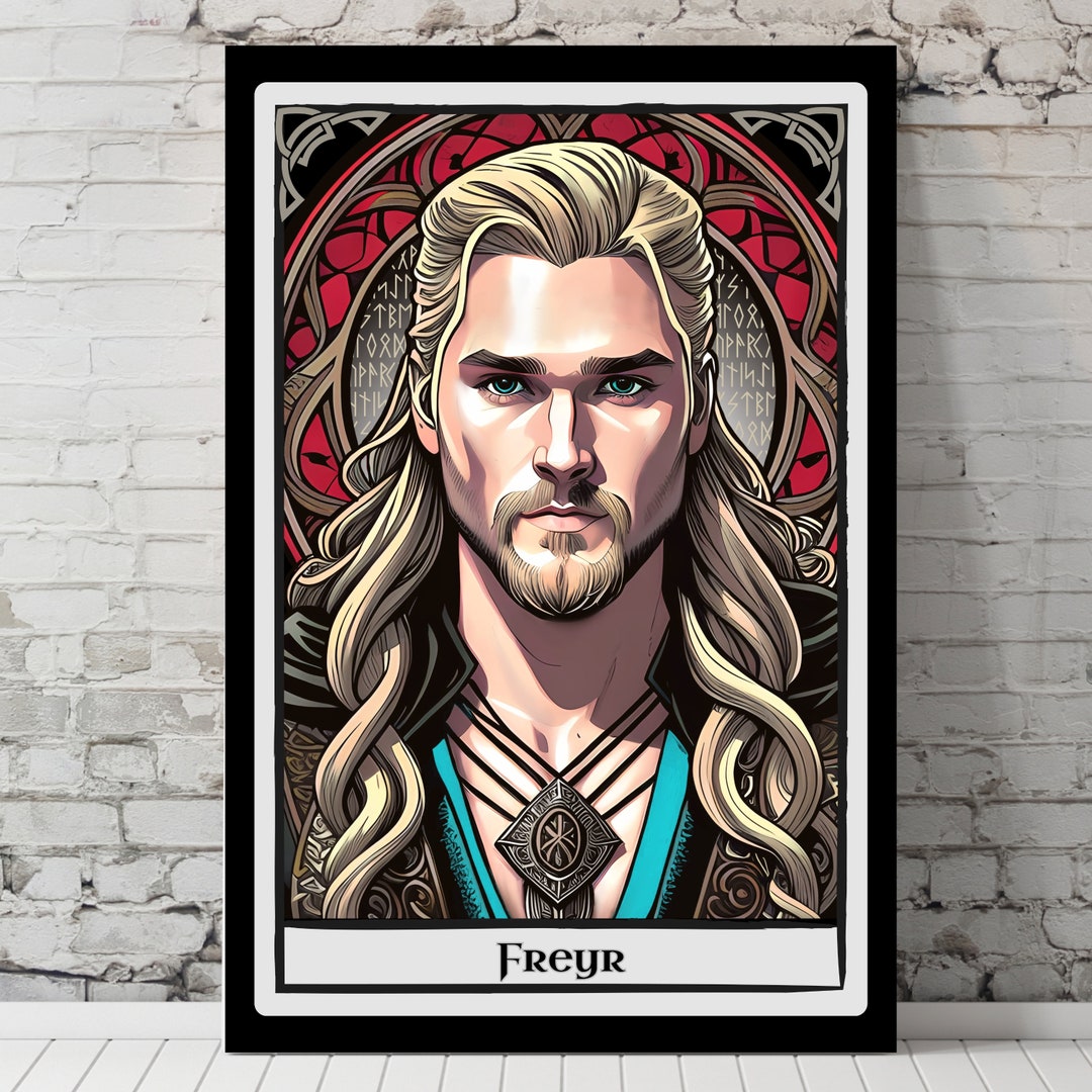 Norse God Freyr Frey Yngvi Art Print Poster, Norse Mythology God Art ...