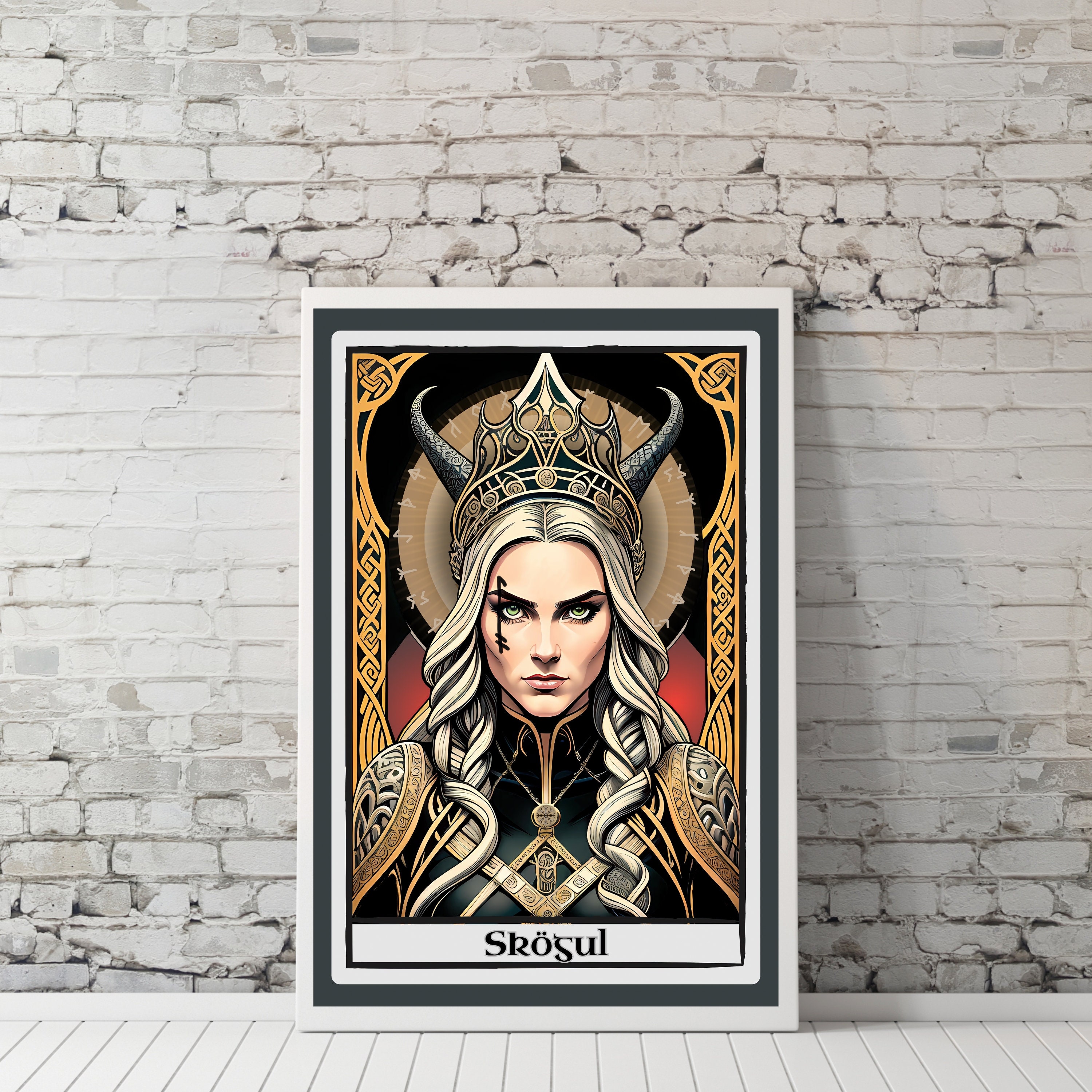 Valkyrie Skogul Illustration Tarot Style Poster: Scandinavian Warrior ...