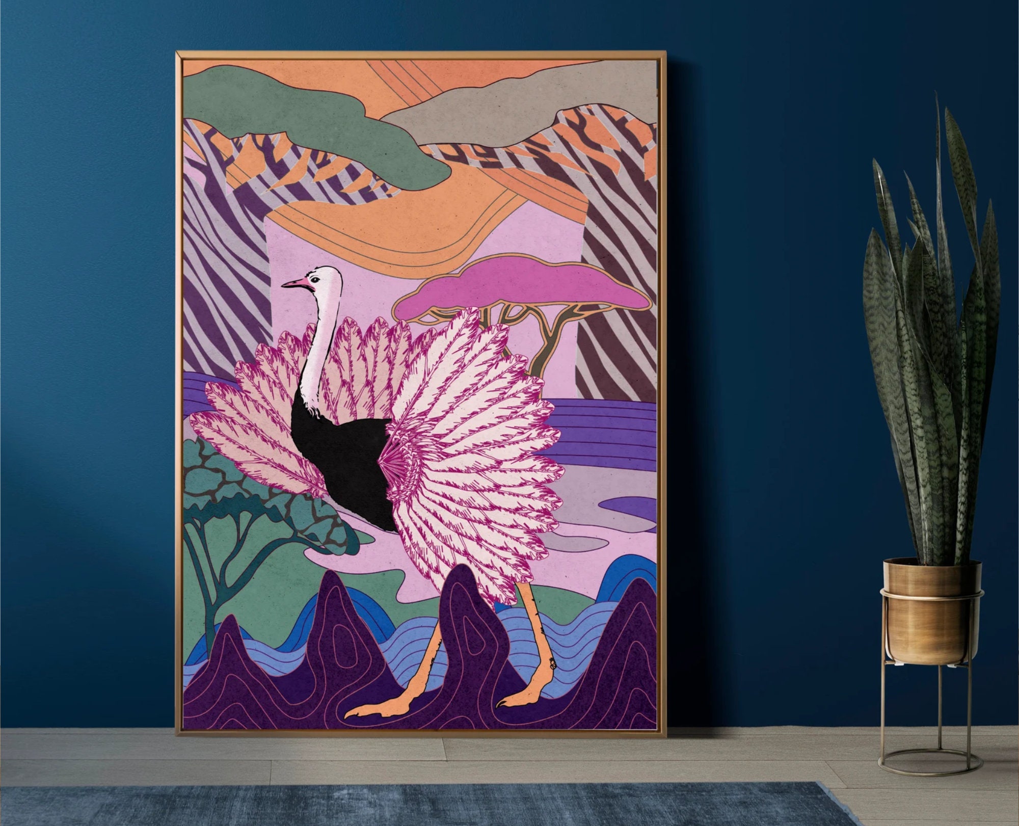 Art Deco Ostrich Print, Art Deco Wall Art, Vintage Print, Exclusive Art ...