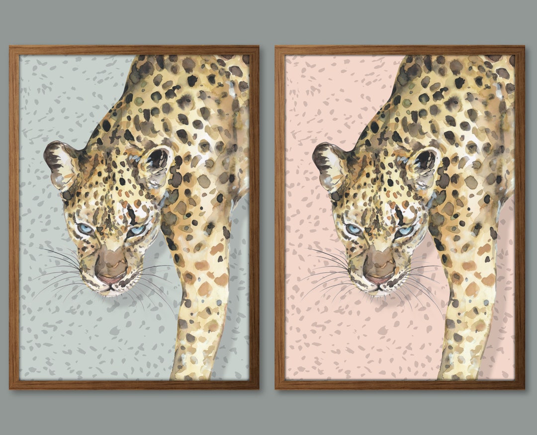 Watercolor Leopard Art Print, Jungle Animal Poster - Etsy