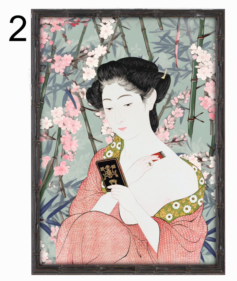 Japanese Geisha Prints, Japanese Art, Oriental Art, Vintage Floral Art ...