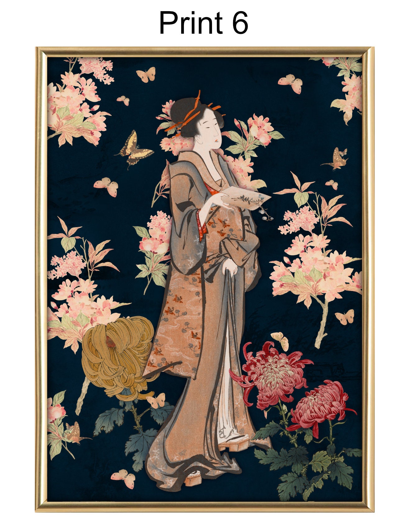 Vintage Geisha Prints, Japanese Prints, Oriental Art, Floral Art Print ...