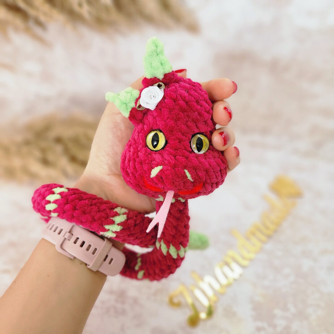 FINISHED TOY Plush Snake and Bag dragon Fruit Toy AMIGURUMI Beautiful ...